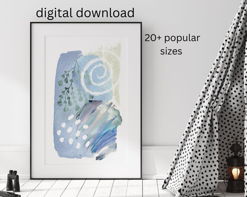 Blue Abstract Wall Art Light Blue Mauve Watercolour Shapes - Etsy