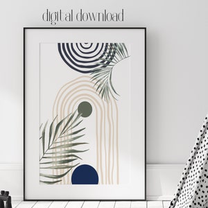 Boho Printable Wall Art, Modern Sage Green and Navy Blue Set of 3 ...