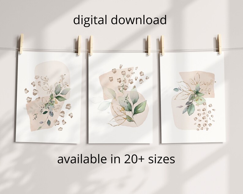 Abstract Wall Art, Pink Watercolour Shapes Printable Wall Art ...