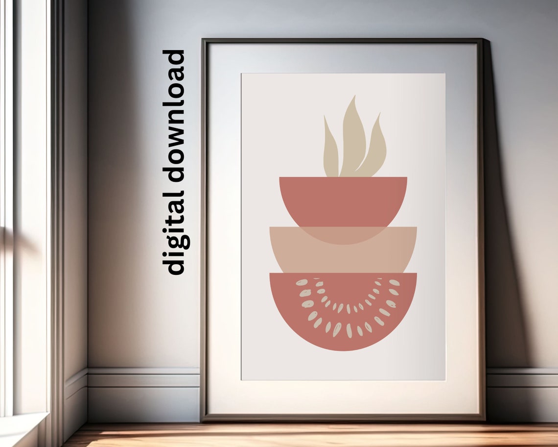 Set of 3 Abstract Terracotta Art Posters, Earth Tone Boho Wall Art ...