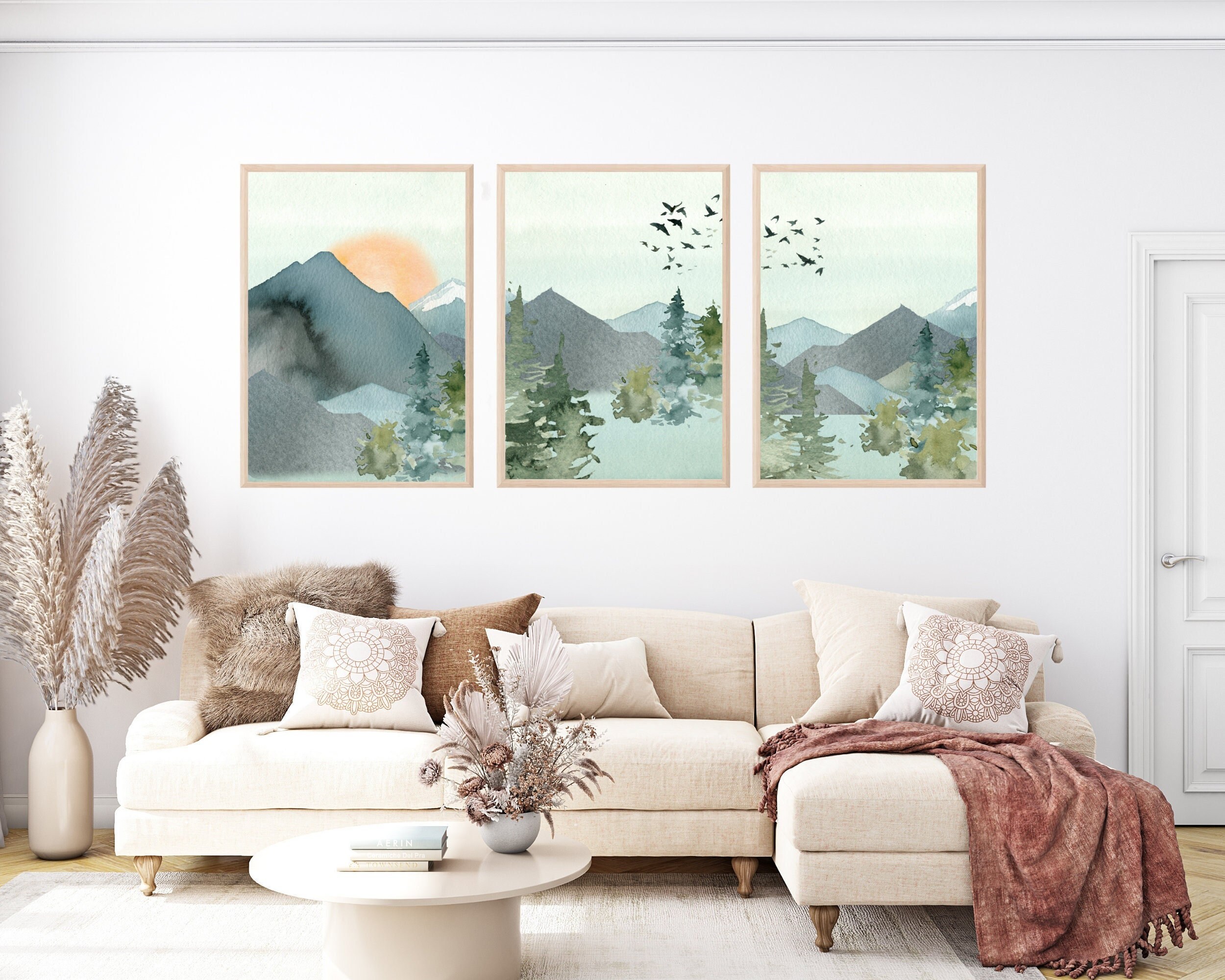Abstract Landscape Prints, Watercolour Landscape Printable Wall Art Set ...
