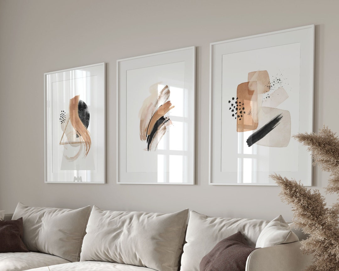 Neutral Print Set of 3, Beige and Buff Abstract Printable Wall Art ...