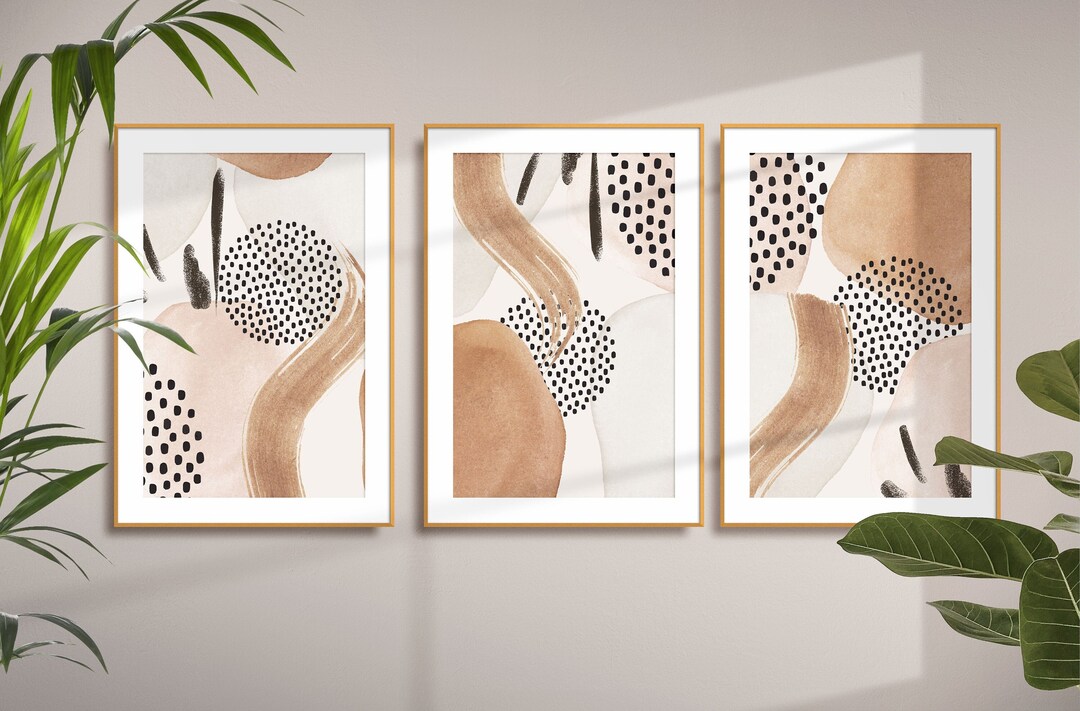 Neutral Abstract Wall Art, Neutral Watercolour Shapes Printable Wall ...
