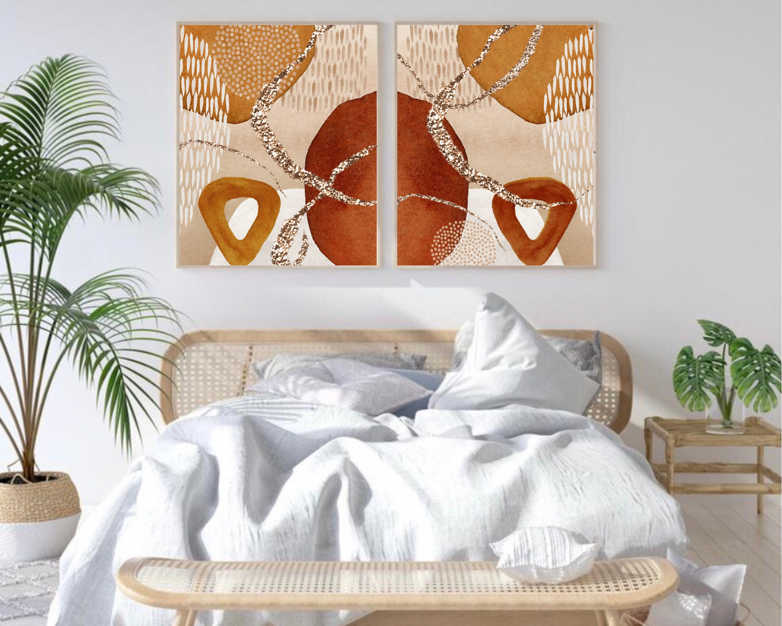 Terracotta Abstract Art Terracotta Wall Art Set of 2 - Etsy