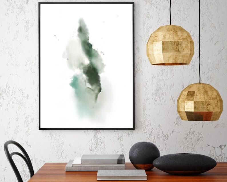 Green Abstract Prints Watercolor Abstract Printable Wall Art - Etsy