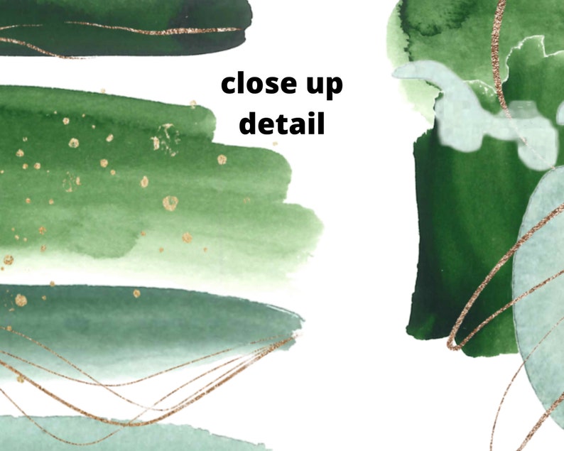 Green Abstract Prints Watercolor Shapes Printable Wall Art | Etsy