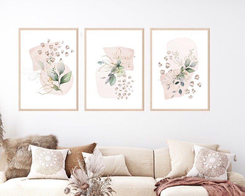 Abstract Wall Art, Pink Watercolour Shapes Printable Wall Art ...