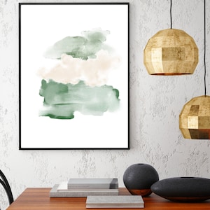 Green Abstract Prints, Watercolor Abstract Printable Wall Art Set of 3 ...