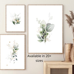 Botanical Print Set of 3, Green Botanical Wall Art, Large Poster Set ...