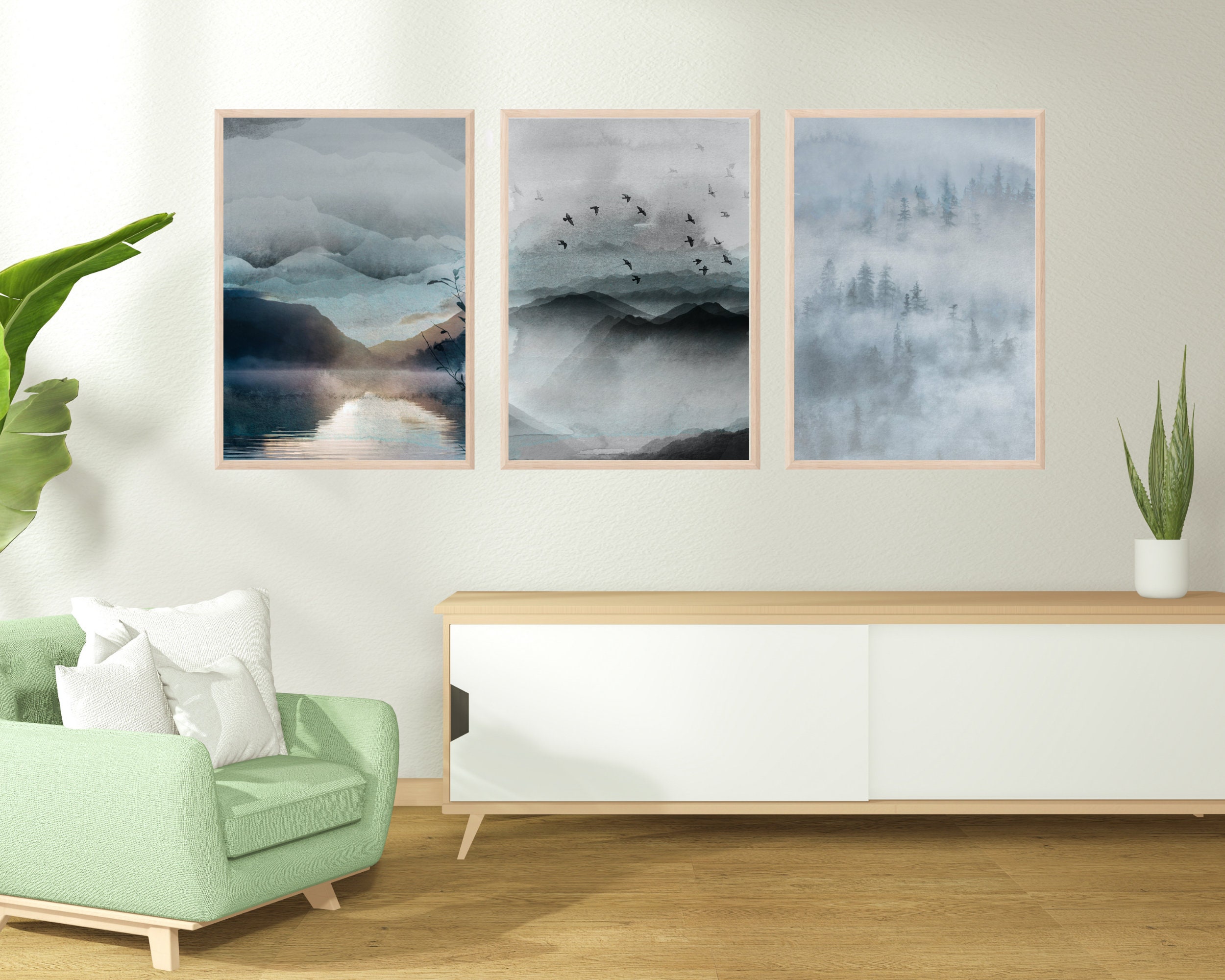 Set of 3 Abstract Landscape Prints Watercolour Abstract - Etsy