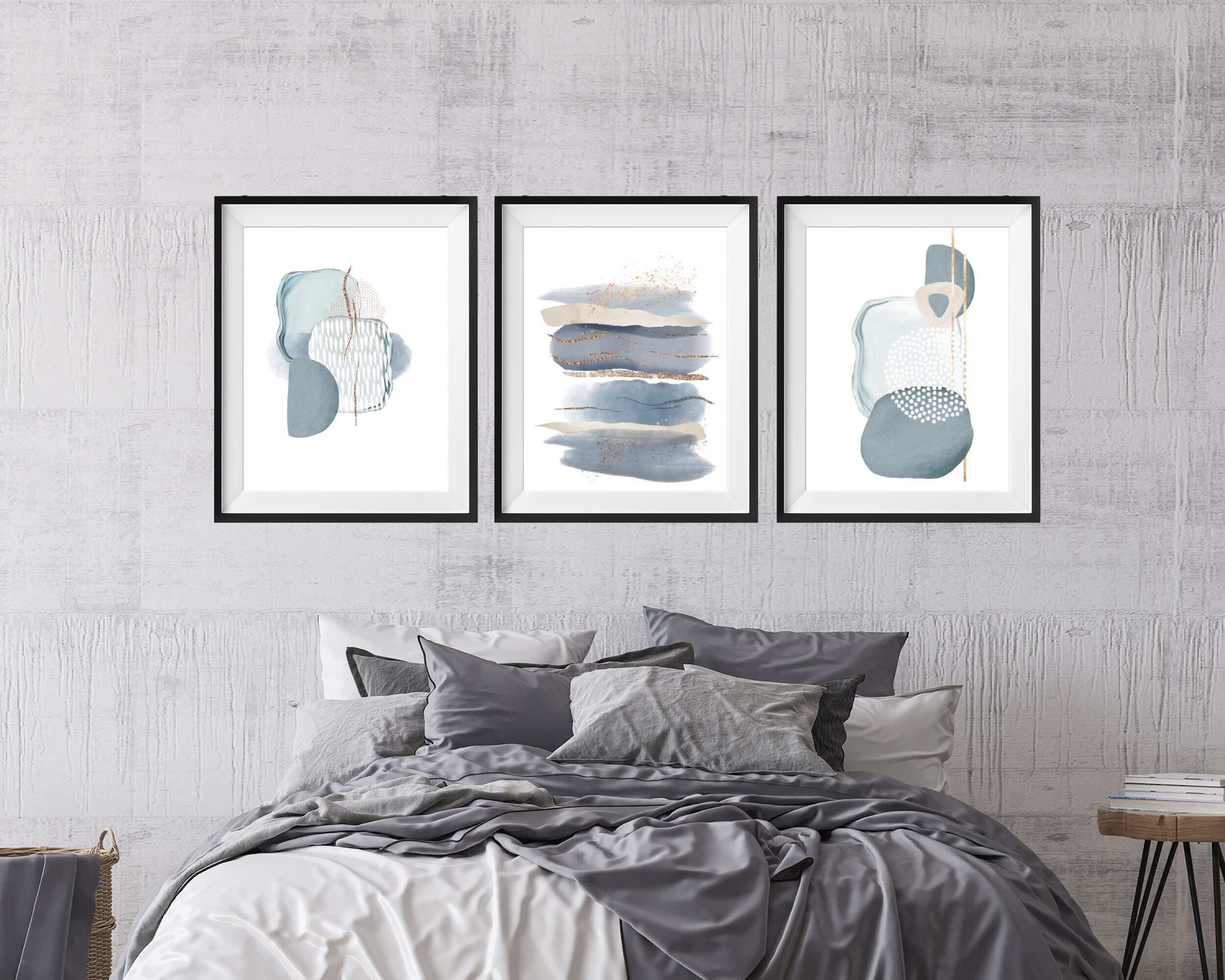 Grey Abstract Wall Art Watercolor Shapes Printable Wall Art - Etsy