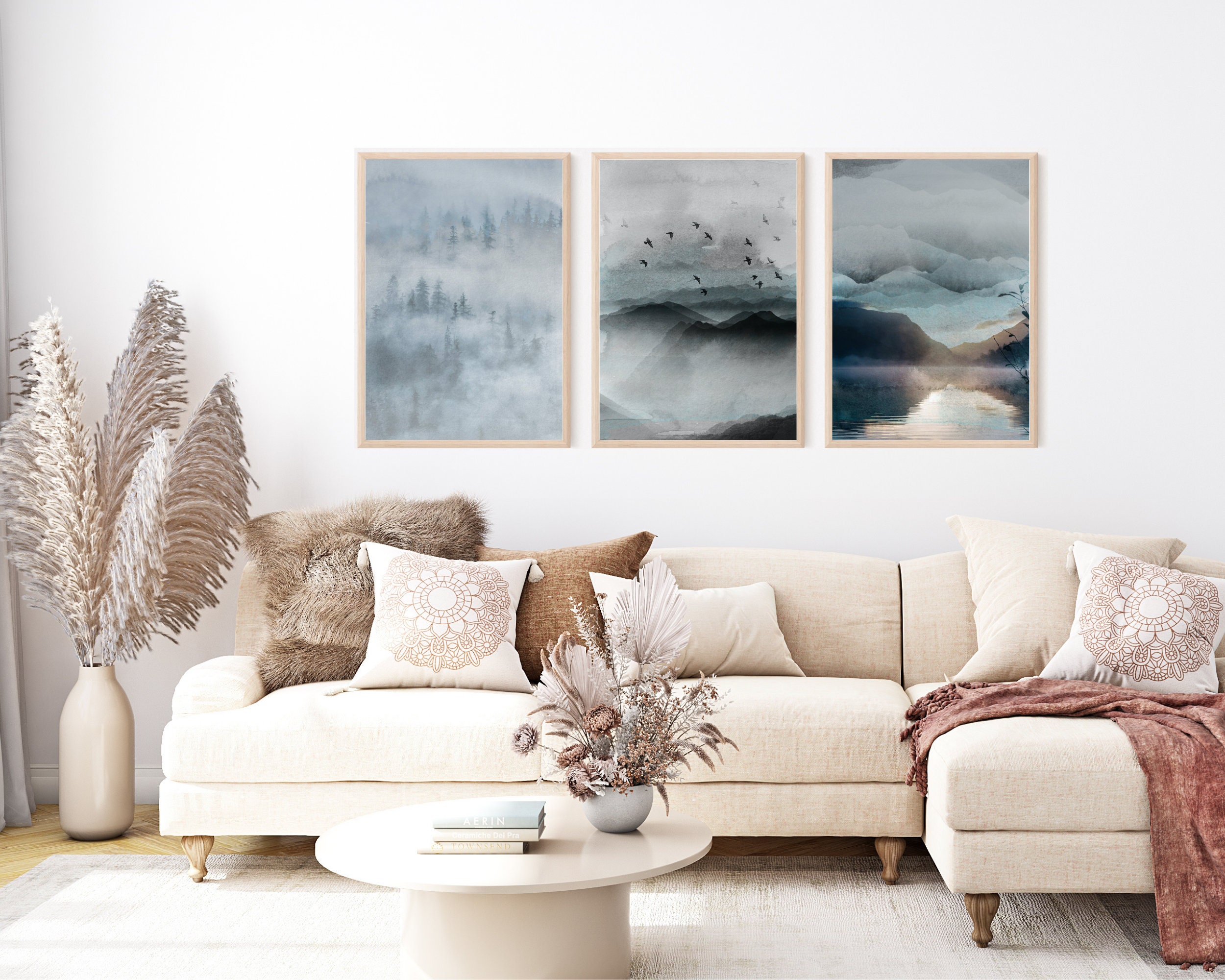Set of 3 Abstract Landscape Prints, Watercolour Abstract Printable Wall ...