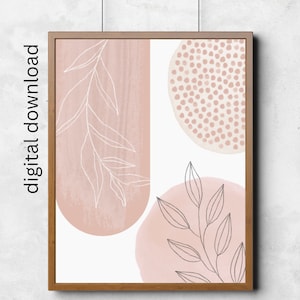 Boho Printable Wall Art, Modern Nordic Pink Set of 3 Prints, Minimalist ...