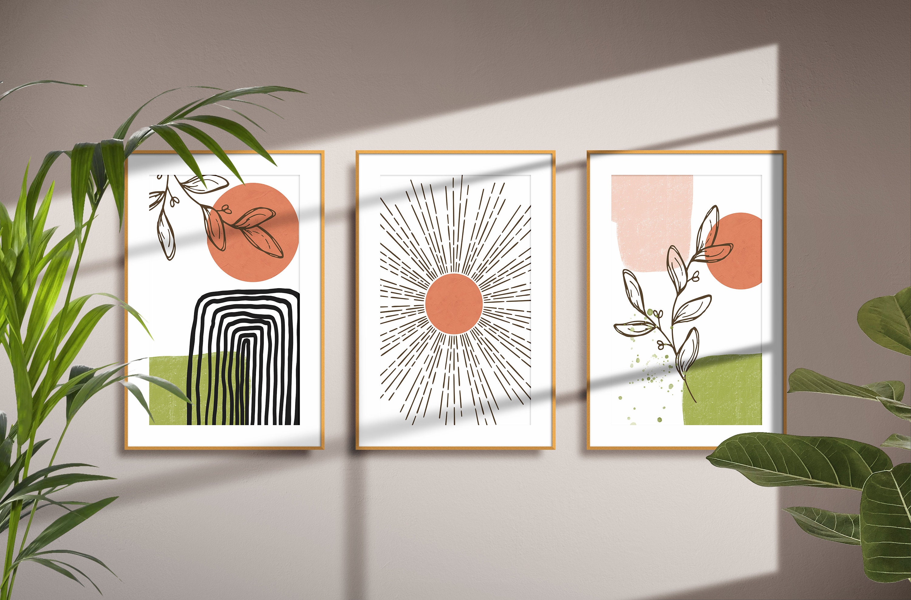 Boho Abstract Wall Art Prints Boho Wall Decor Set of 3 - Etsy UK