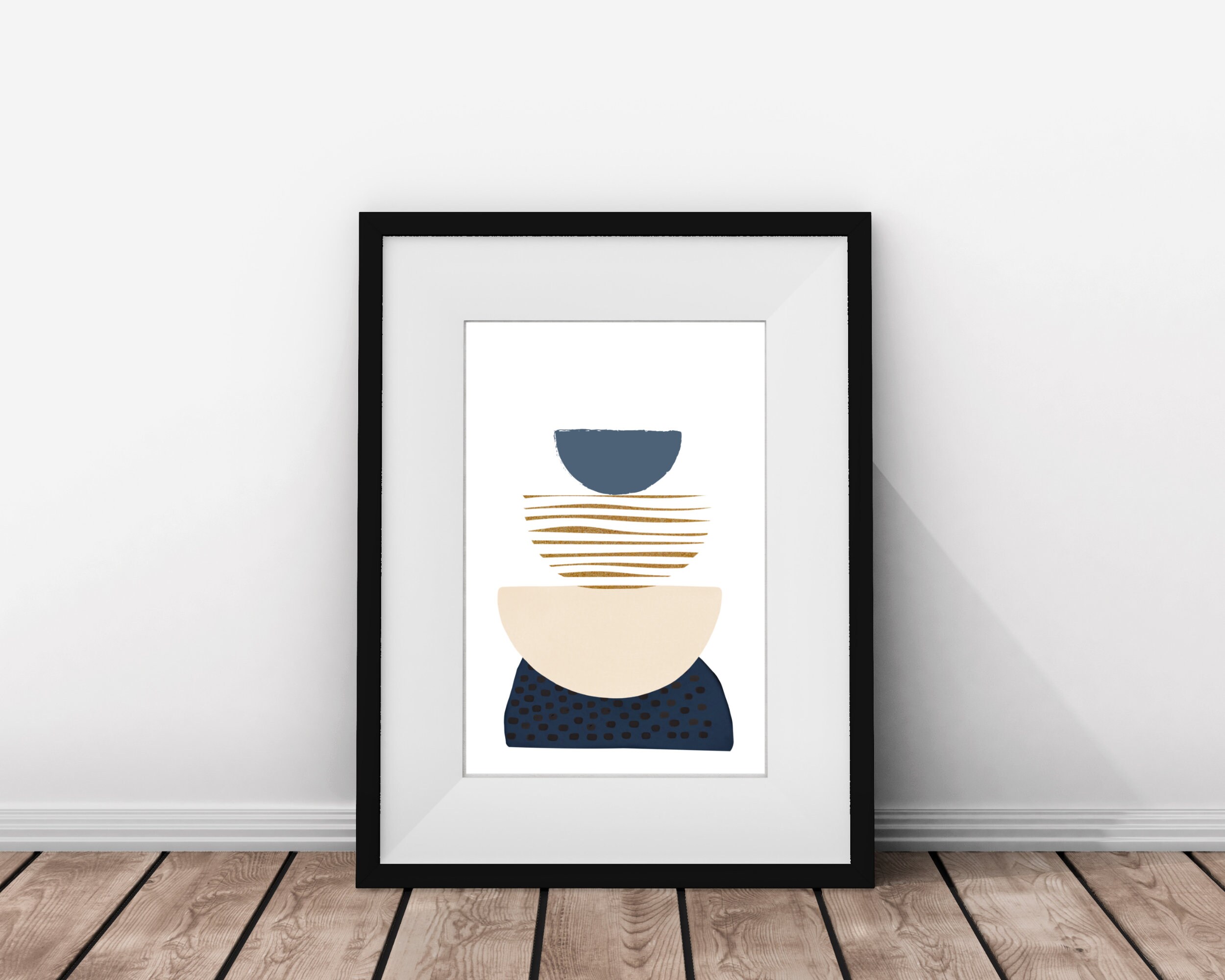 Boho Art Set of 3 Prints, Boho Wall Art, Blue Grey Abstract Gallery ...