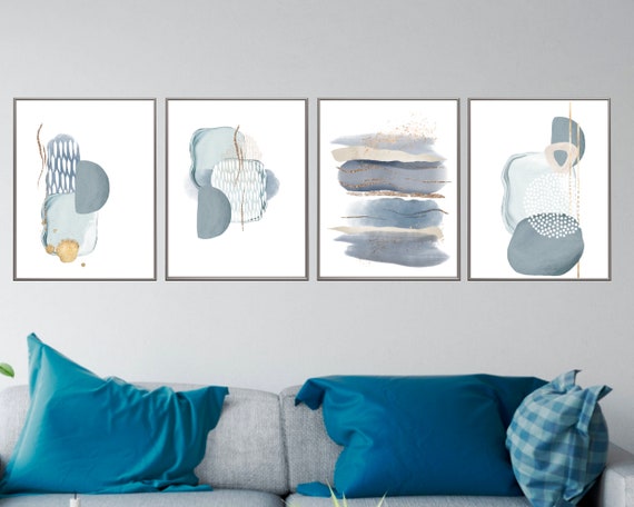 Grey Abstract Wall Art Watercolor Shapes Printable Wall Art - Etsy