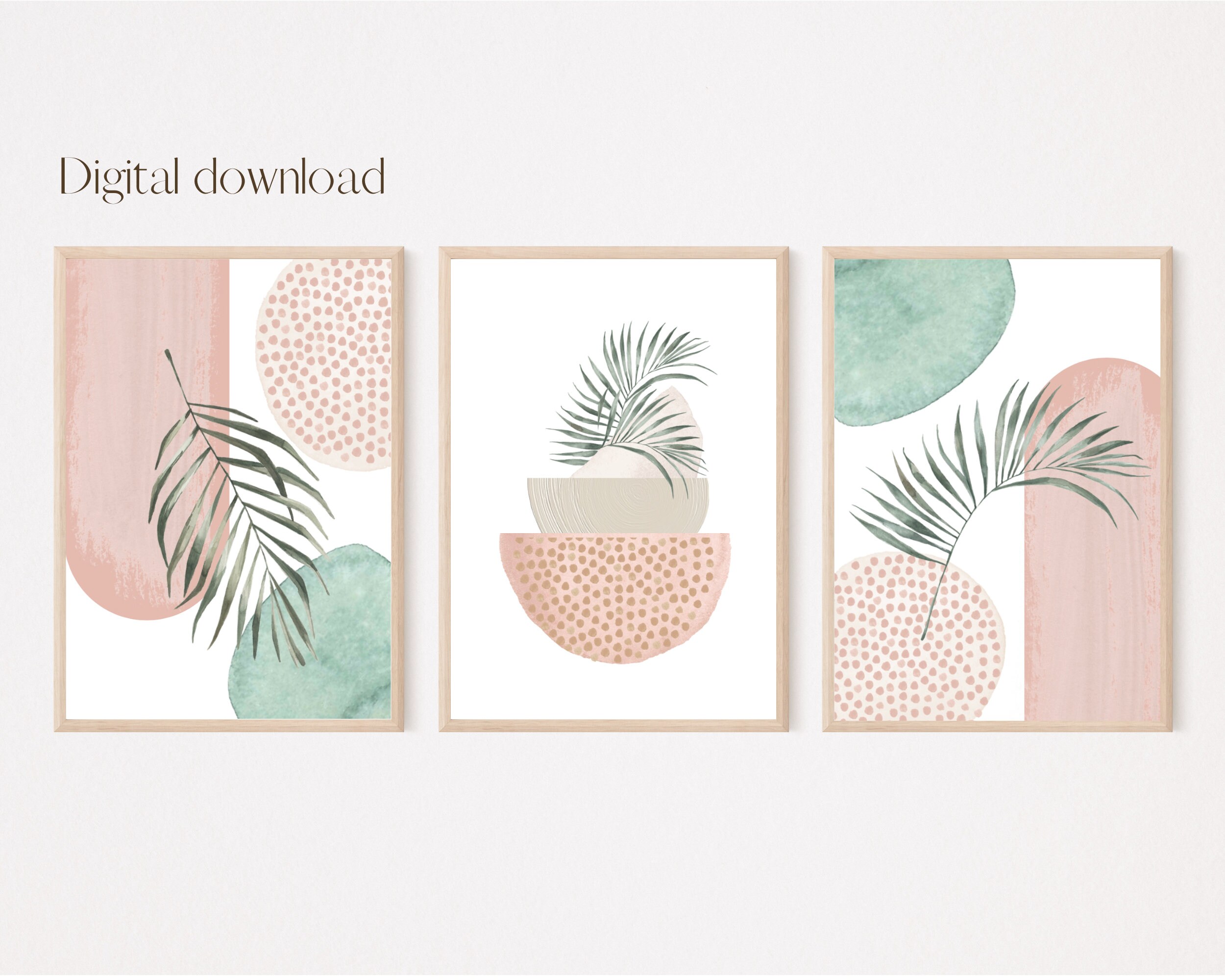 Boho Printable Wall Art, Mid Century Boho Set of 3 Prints, Modern ...