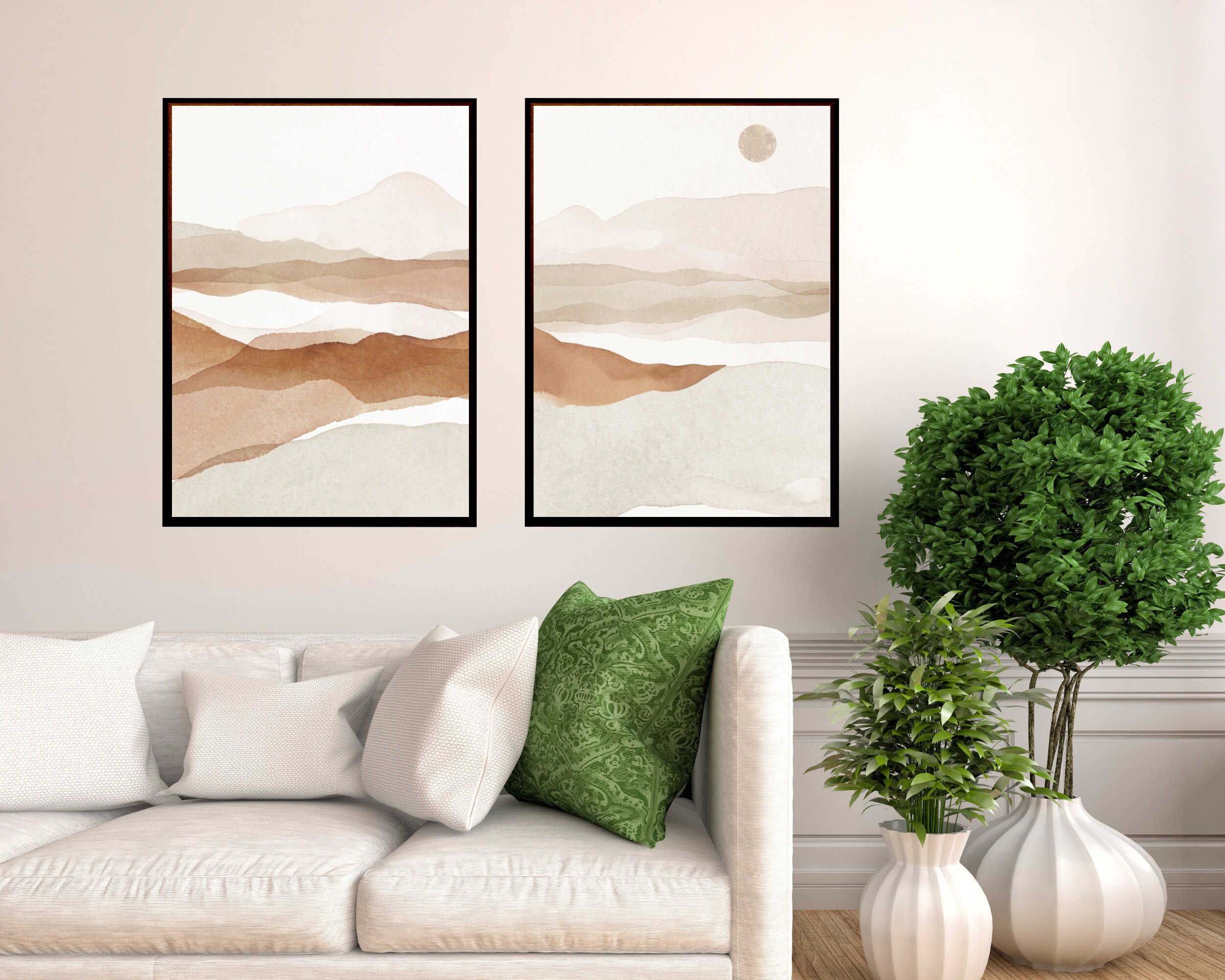 Abstract Landscape Print Neutral Watercolor Landscape | Etsy