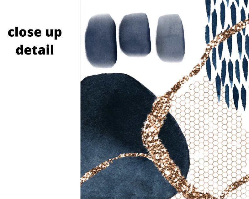 Abstract Wall Art Watercolour Shapes Printable Wall Art Navy - Etsy