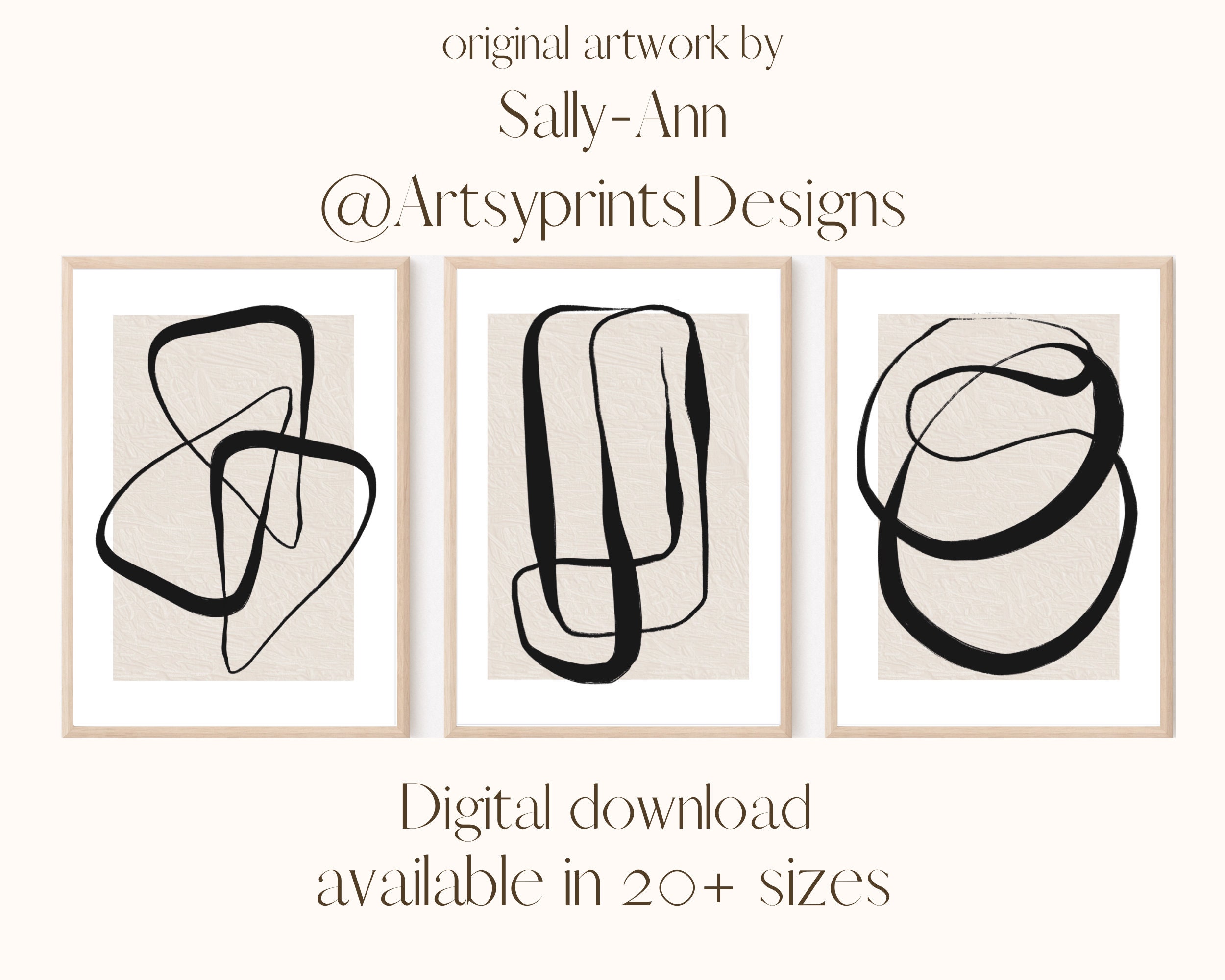 Minimalist Line Drawing Beige Black Modern Nordic Printable | Etsy