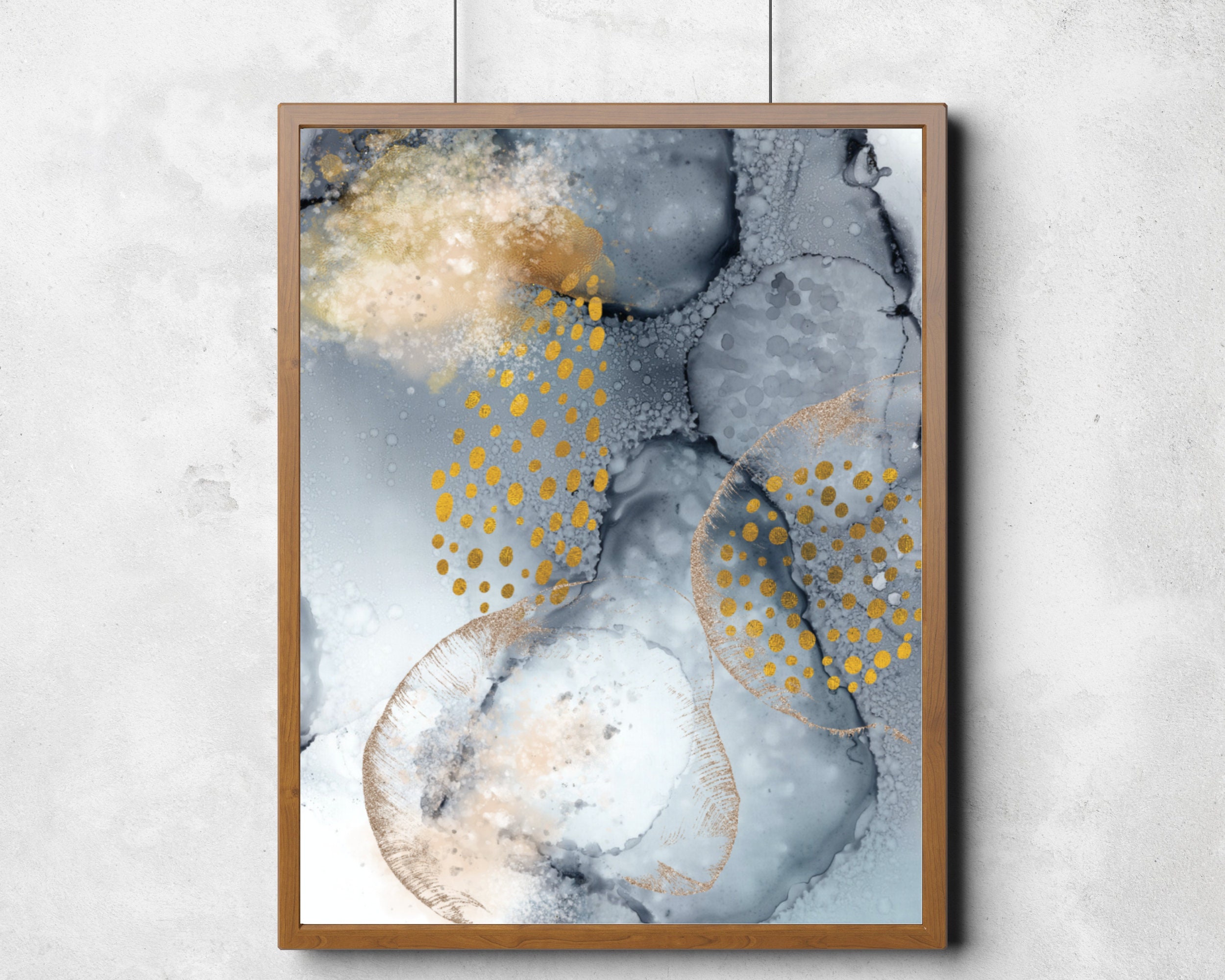 Abstract Wall Art, Grey Printable Wall Art, Grey and Gold Modern Living ...