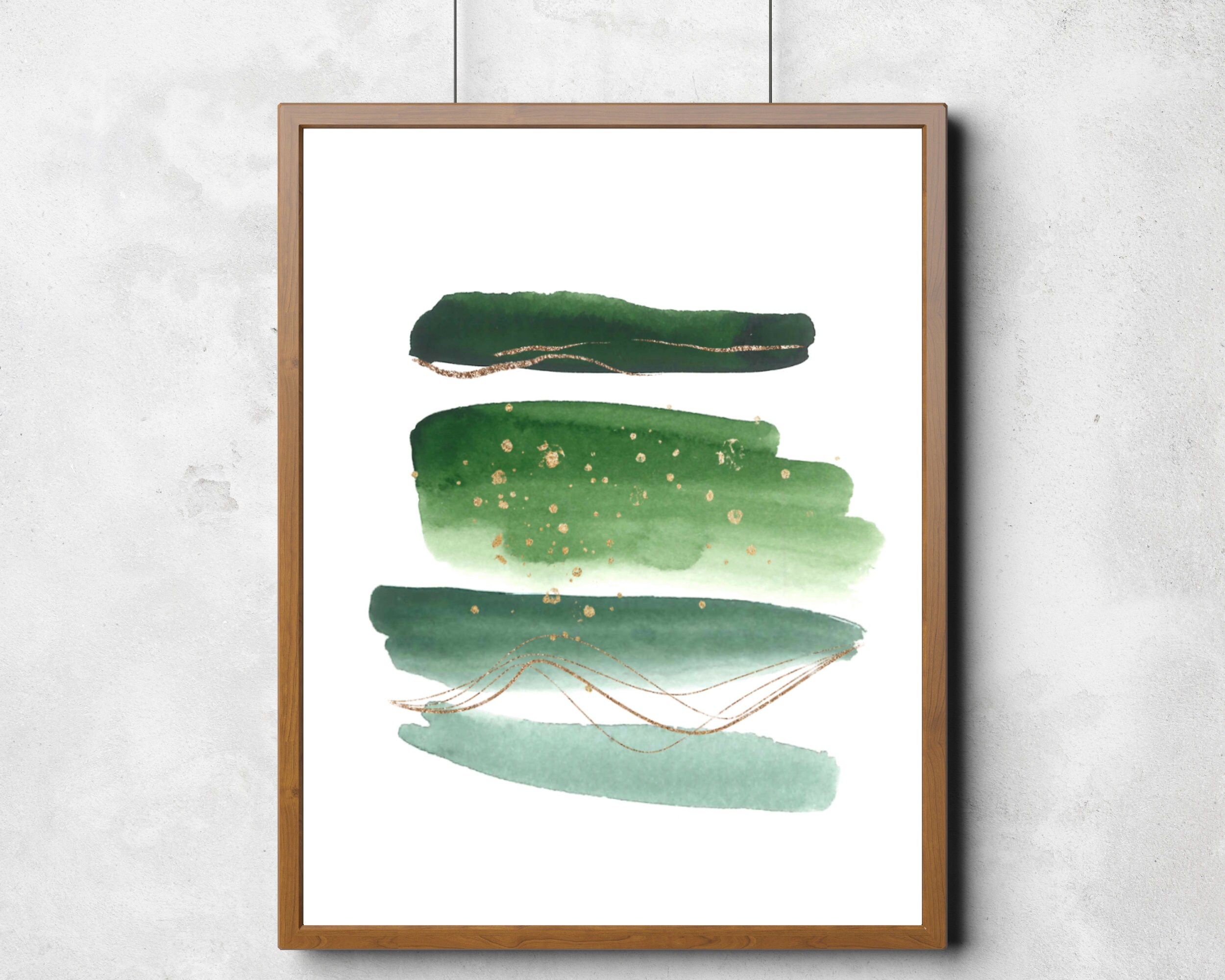 Green Abstract Prints Watercolor Shapes Printable Wall Art | Etsy