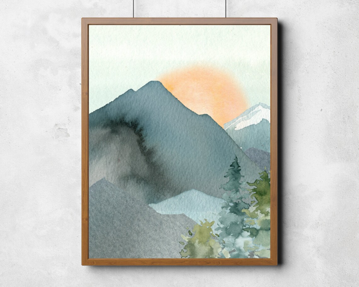 Abstract Landscape Prints, Watercolour Landscape Printable Wall Art Set ...