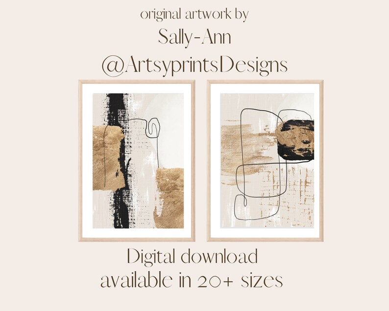 Abstract Wall Art Modern Neutral Black Gold Single Line Art - Etsy