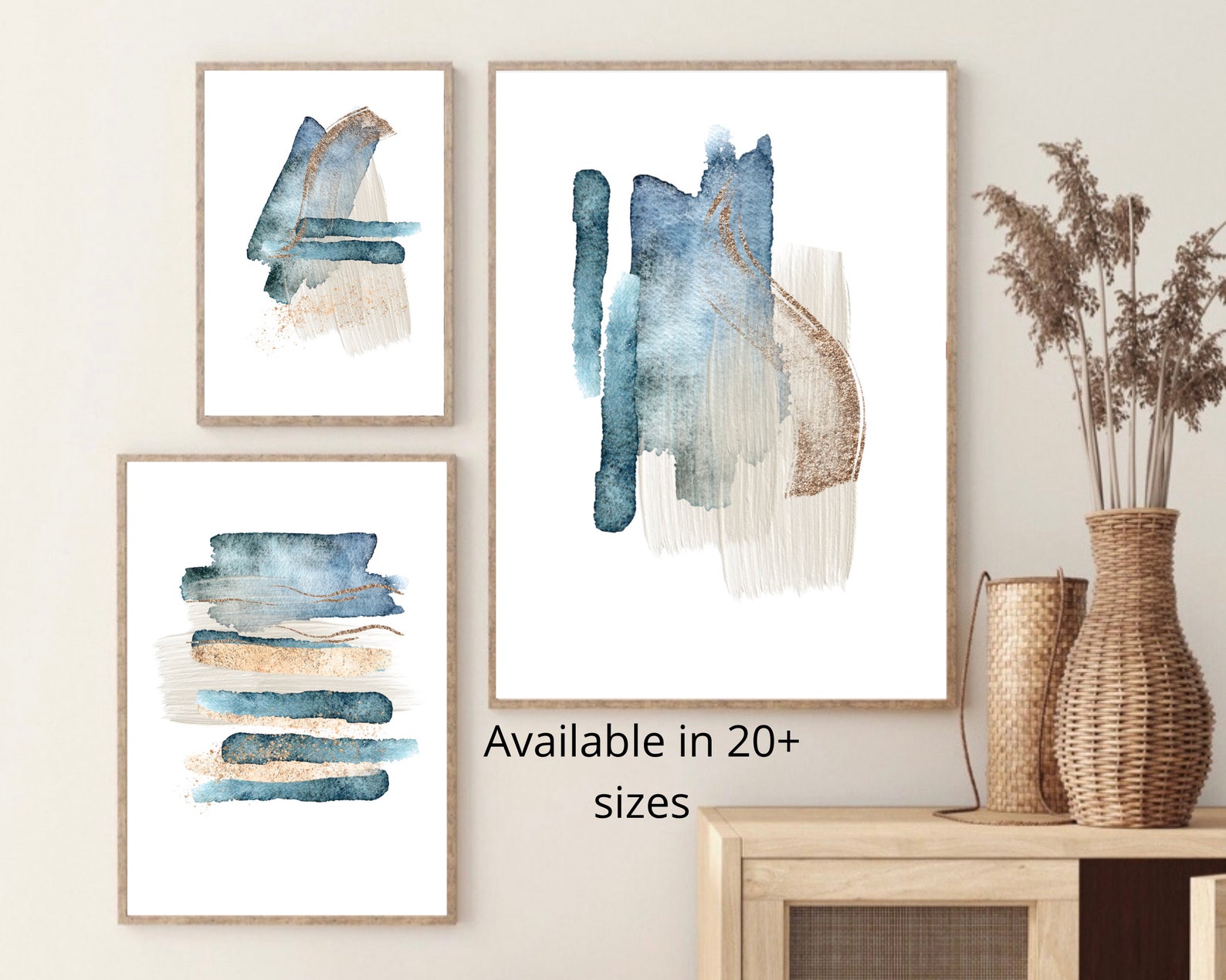 Blue Abstract Prints Watercolour Abstract Printable Wall Art - Etsy