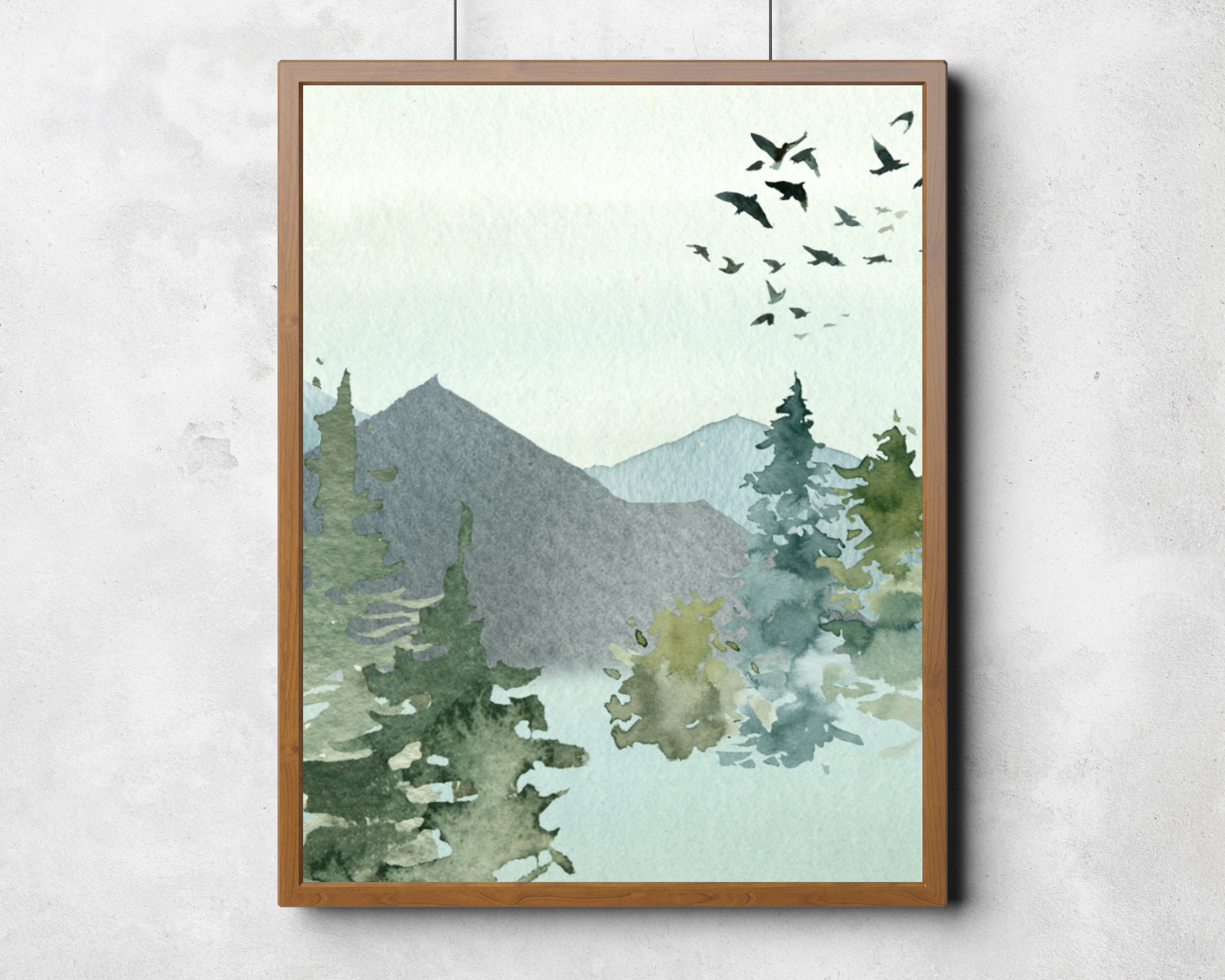 Abstract Landscape Prints, Watercolour Landscape Printable Wall Art Set ...