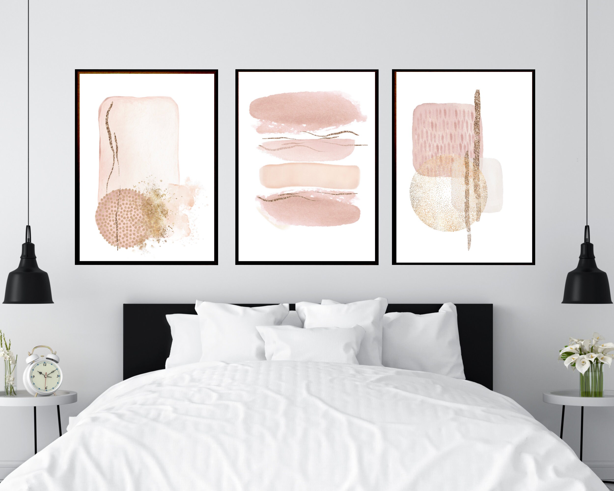 Pink and Gold Abstract Prints, Watercolour Abstract Printable Wall Art ...