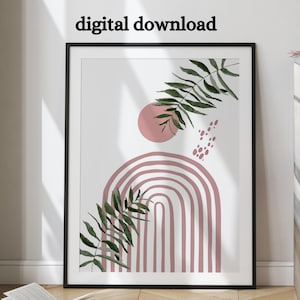 Pink Boho Printable Wall Art, Modern Nordic Pink Set of 3 Prints ...