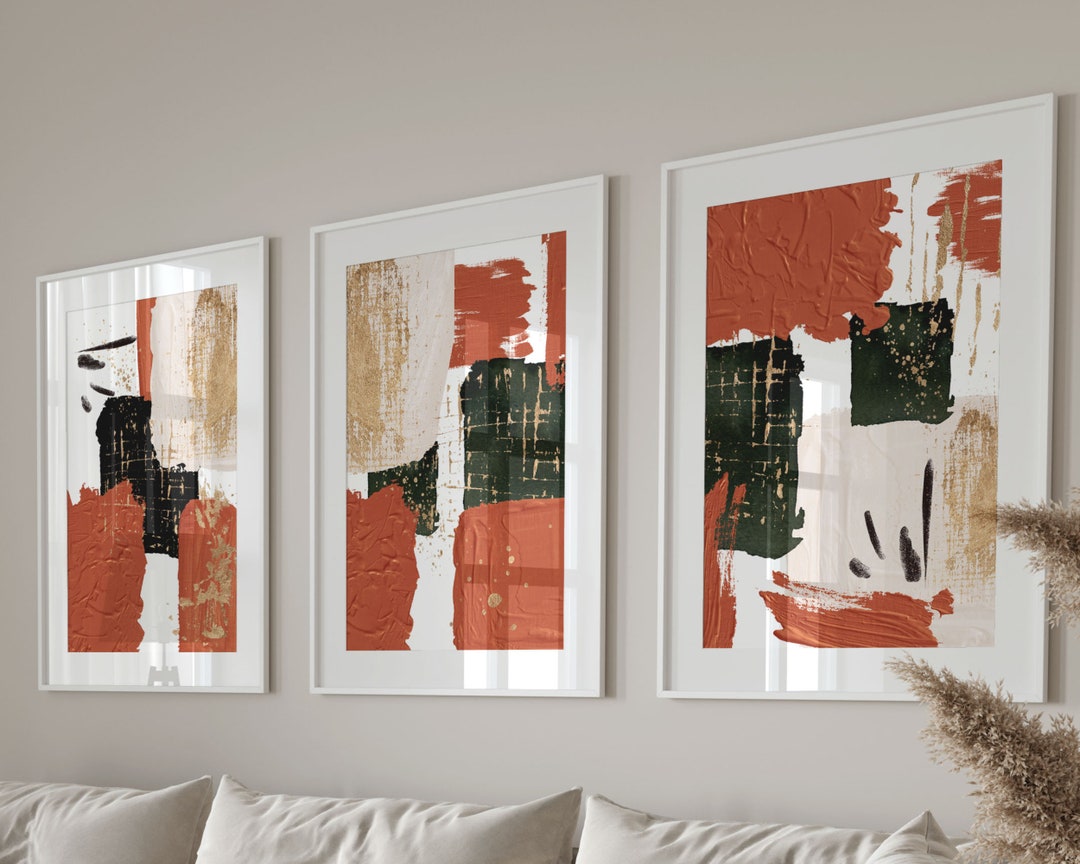 Abstract Wall Art, Watercolour Shapes Printable Wall Art, Terracotta ...