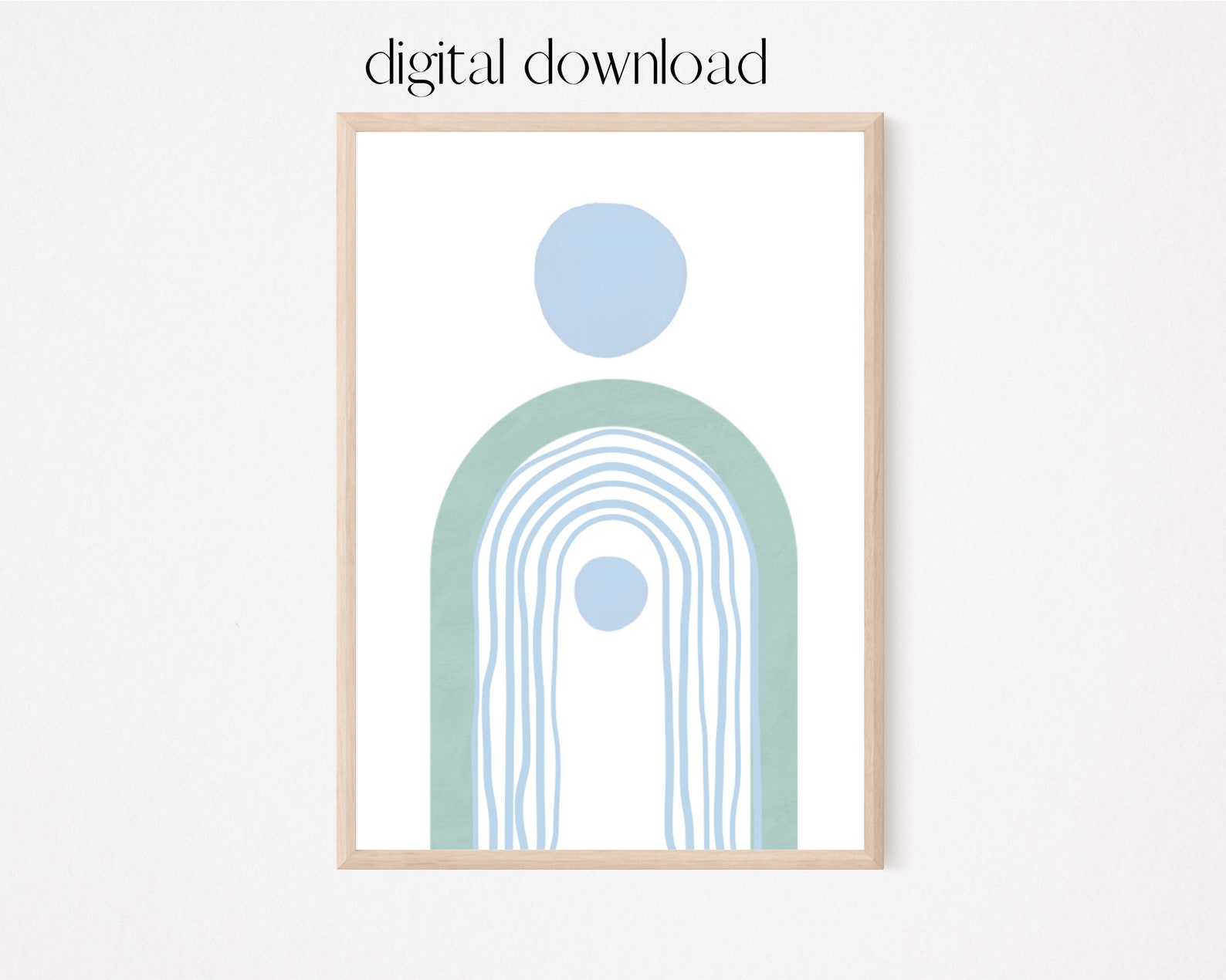 Boho Printable Wall Art, Modern Nordic Blue Green Set of 3 Prints ...