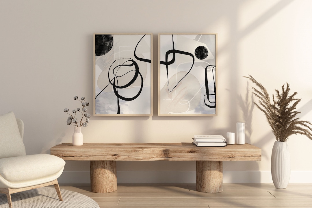 Minimalist Line Drawing Grey Black Modern Nordic Printable Gallery Wall ...