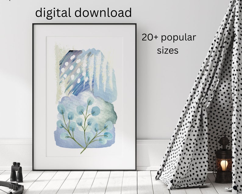 Blue Abstract Wall Art Light Blue Mauve Watercolour Shapes - Etsy