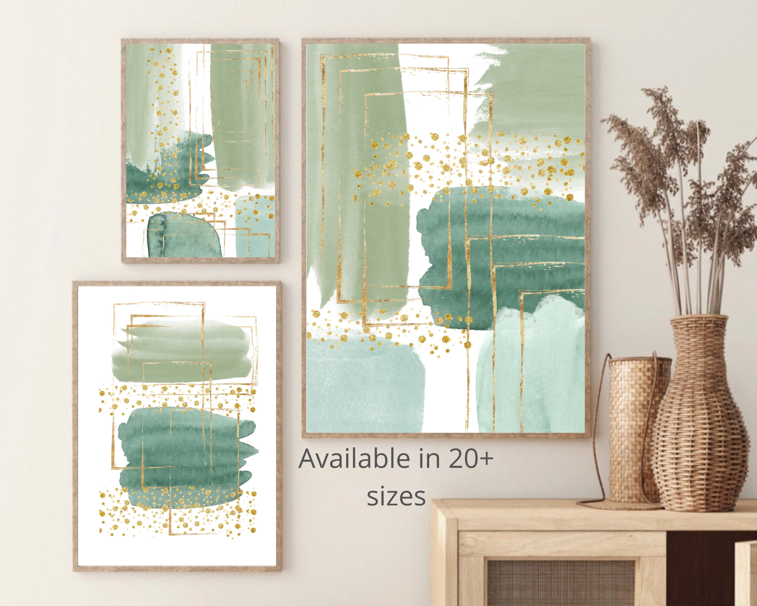 Green Abstract Prints Watercolor Abstract Printable Wall Art - Etsy
