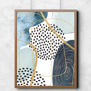 Blue Wall Art, Blue Watercolour Shapes Printable Wall Art, Set of 3 ...