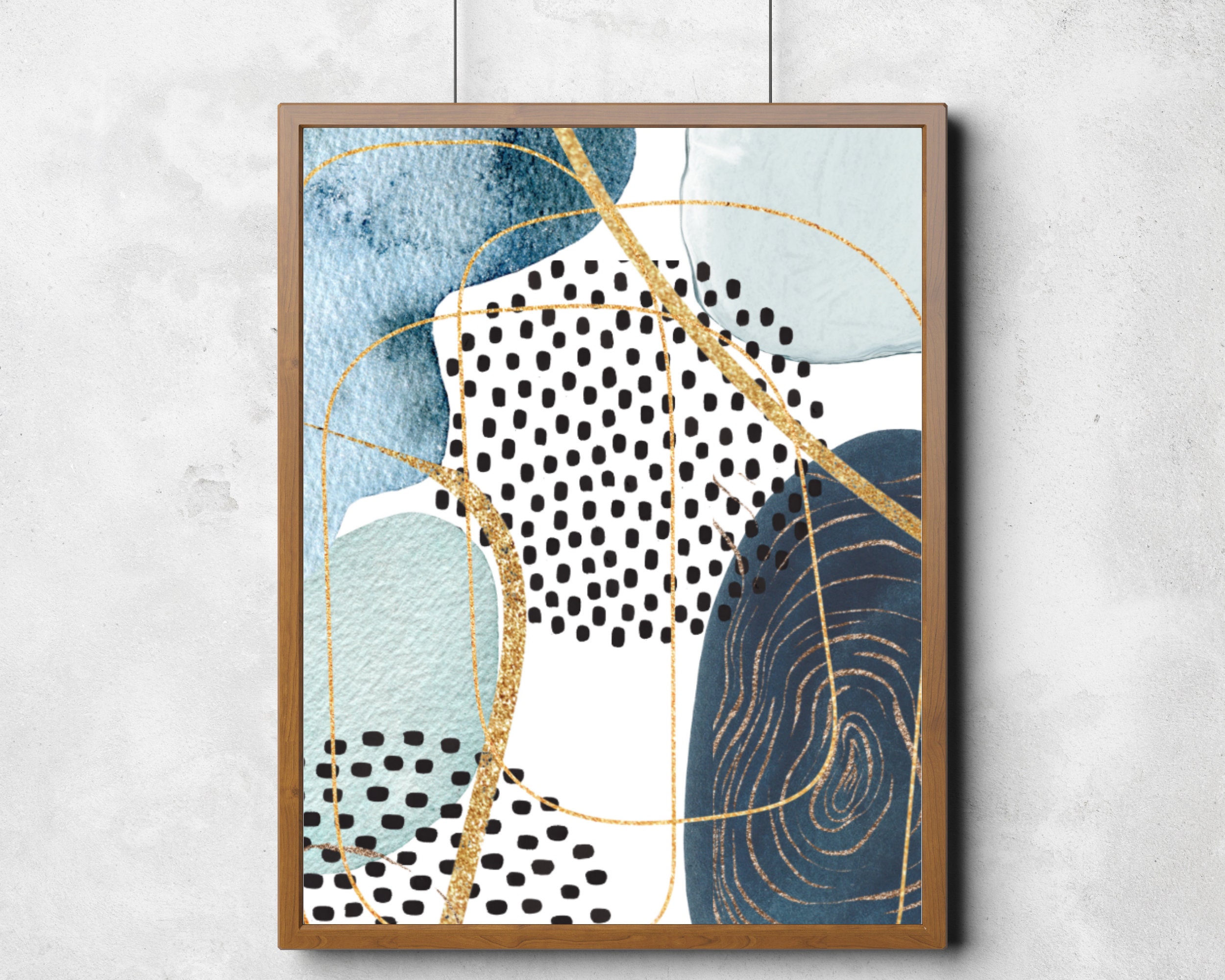 Blue Wall Art, Blue Watercolour Shapes Printable Wall Art, Set of 3 ...