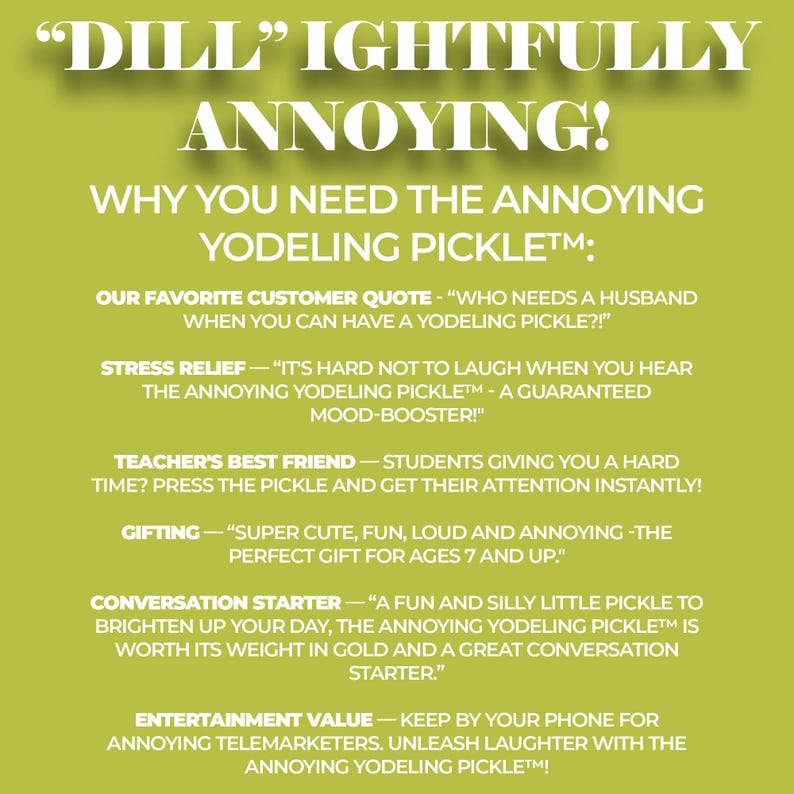 Yodeling Pickle Plush Doll-kids Stocking Stuffer Adult Desk Top Office ...