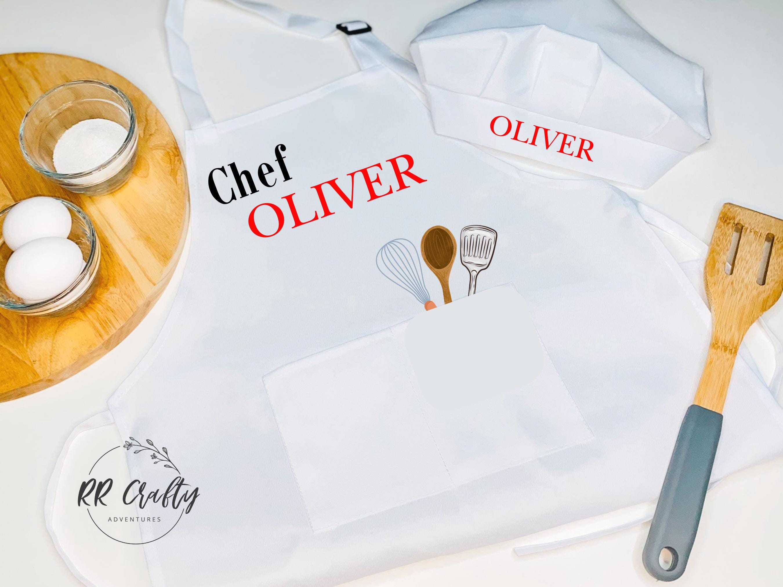 Toddler Chef Apron & Chef Hat, Personalized, Child/ Kid Custom Cooking ...