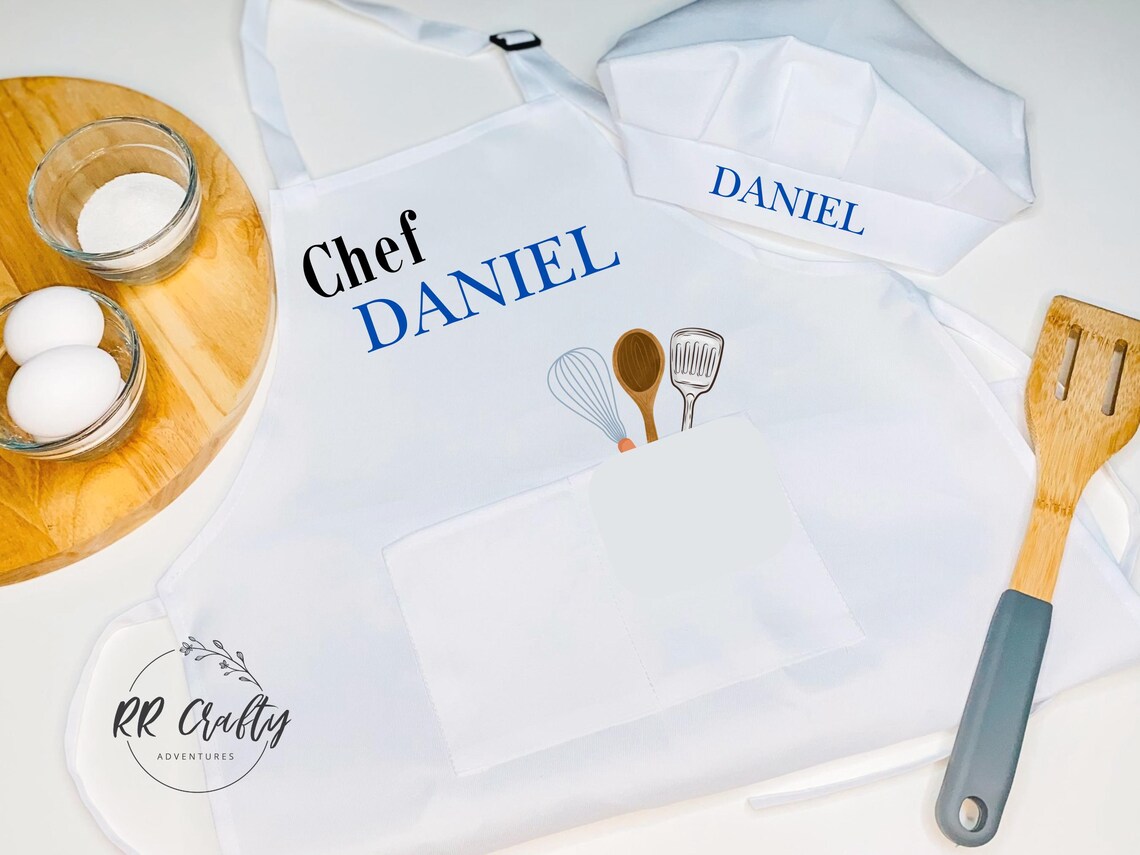 Toddler Chef Apron & Chef Hat, Personalized, Child/ Kid Custom Cooking ...
