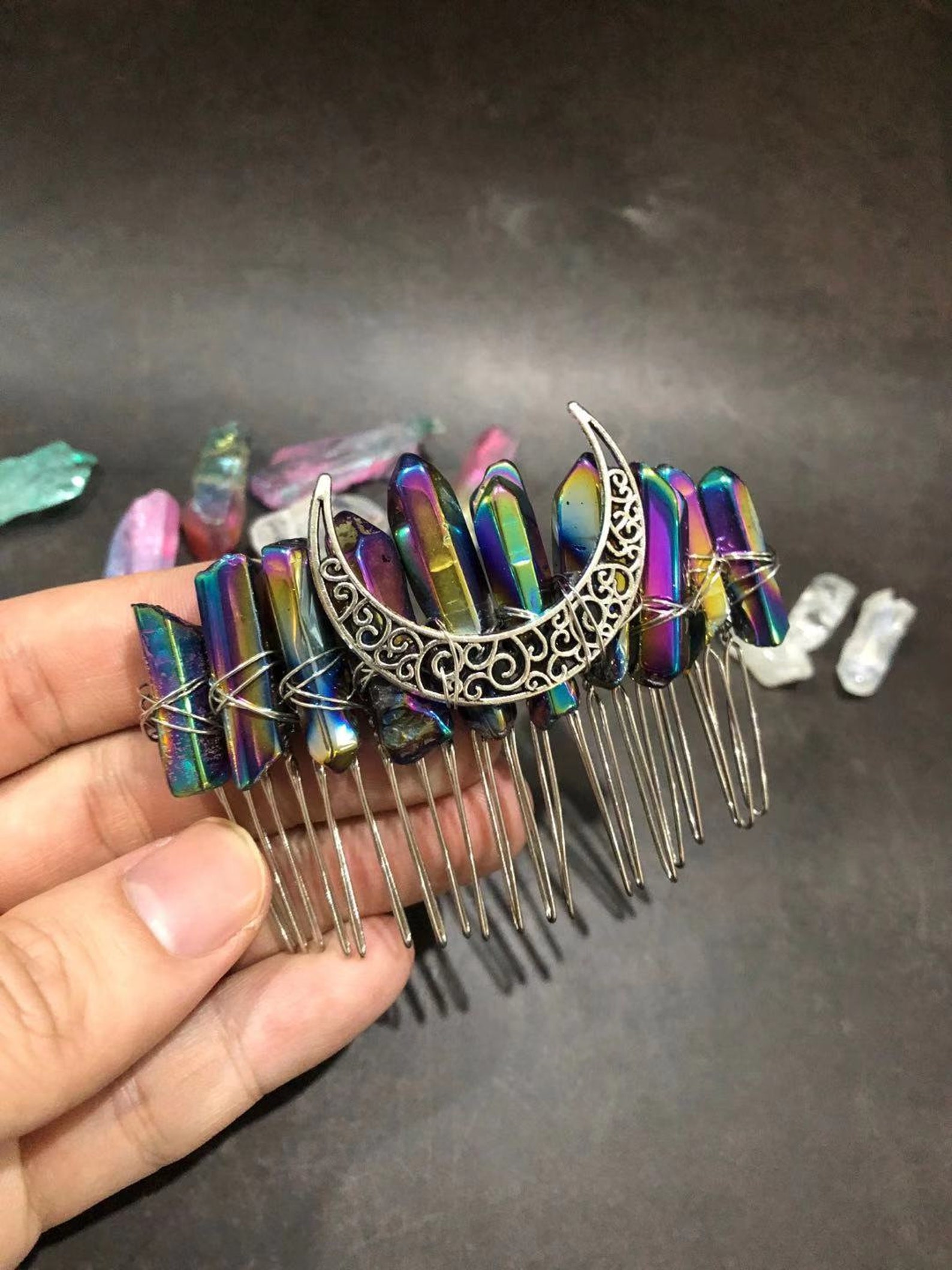 Crystal Hair Combquartz Hair Combboho Hair Combquartz Hair - Etsy