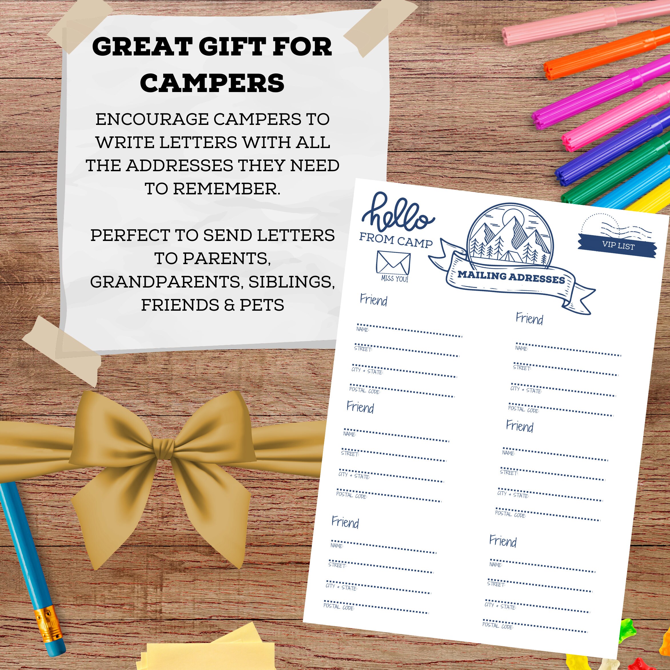 Sleepaway Camp Address Template for Kids, Printable, Mailing Addresses ...
