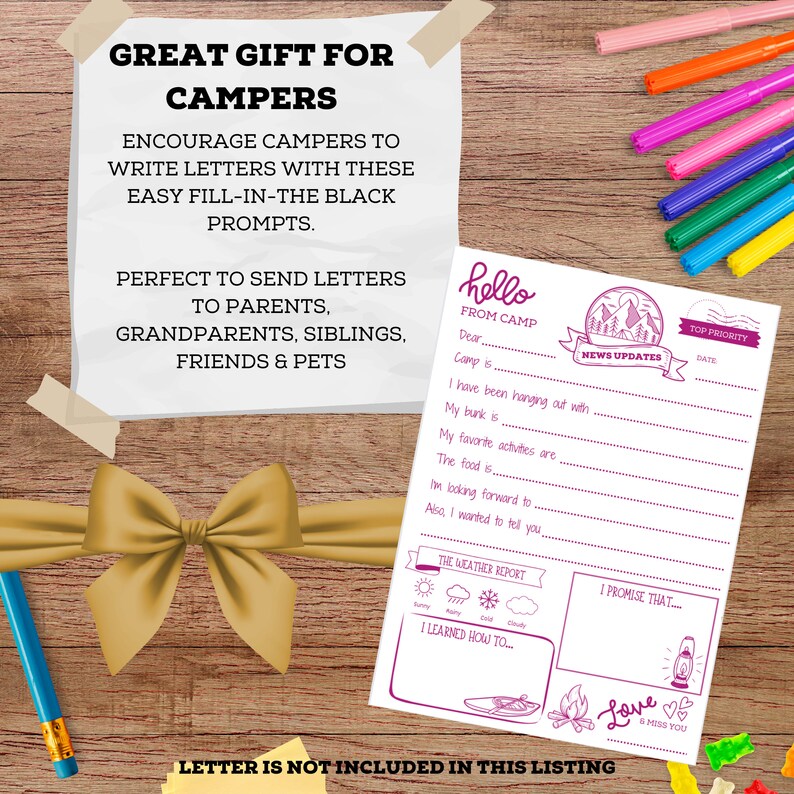 Sleepaway Camp Address Template for Kids, Printable, Mailing Addresses ...