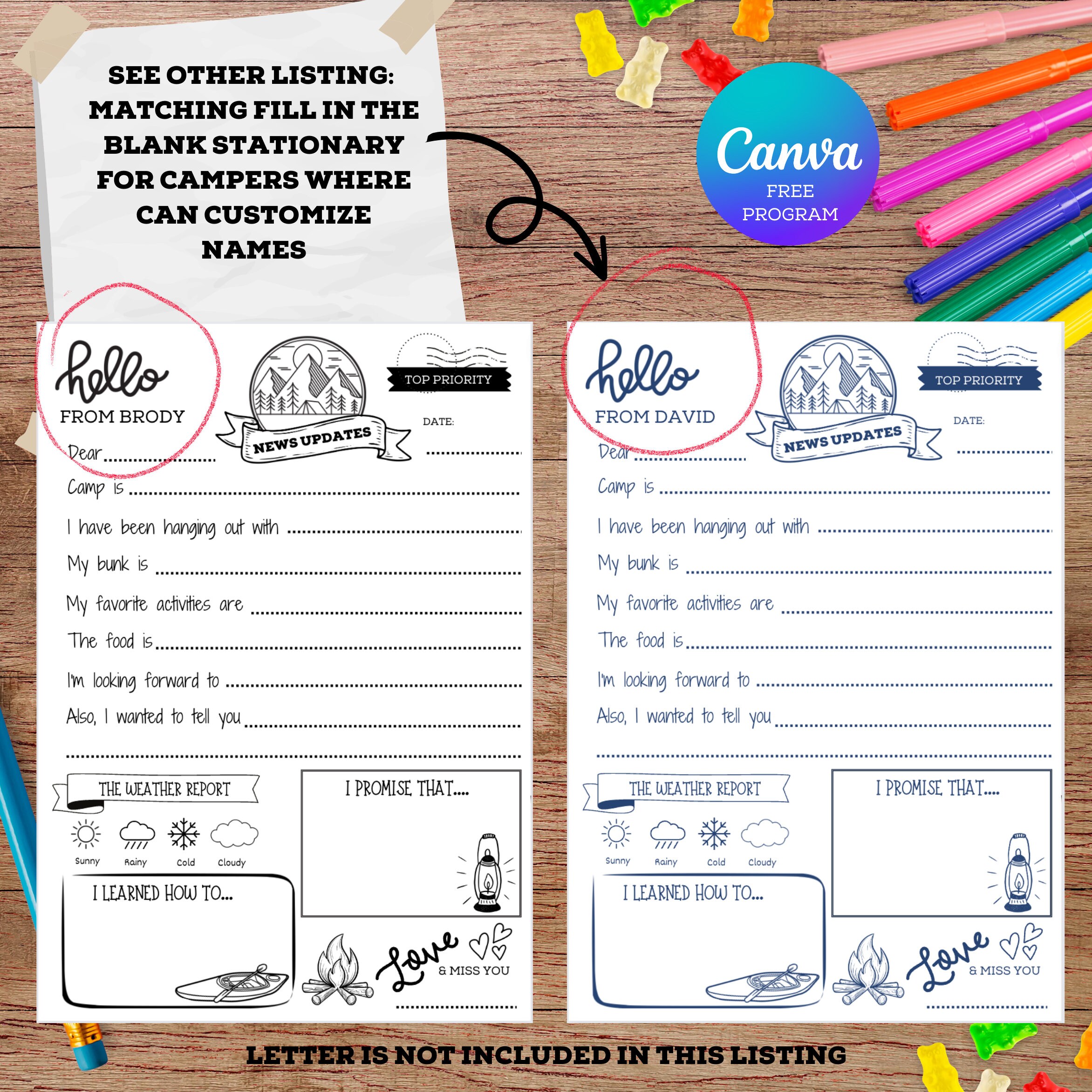 Sleepaway Camp Address Template for Kids, Printable, Mailing Addresses ...