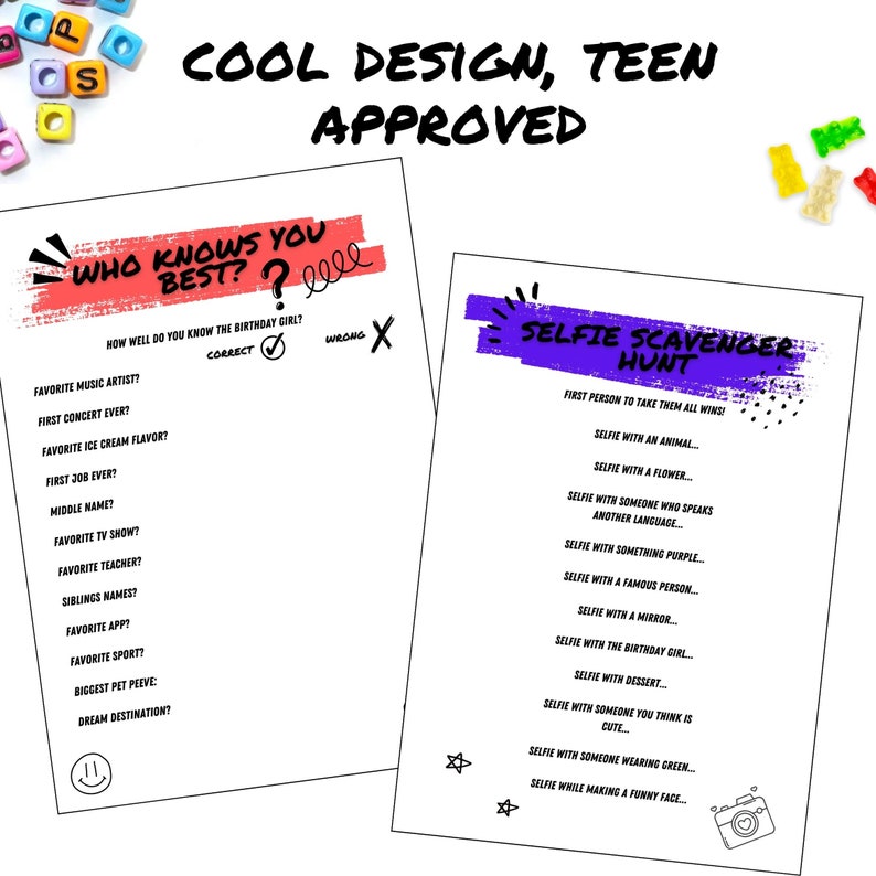 Tween & Teen Girl Birthday Games, Party Games, Teenager Party Favor ...