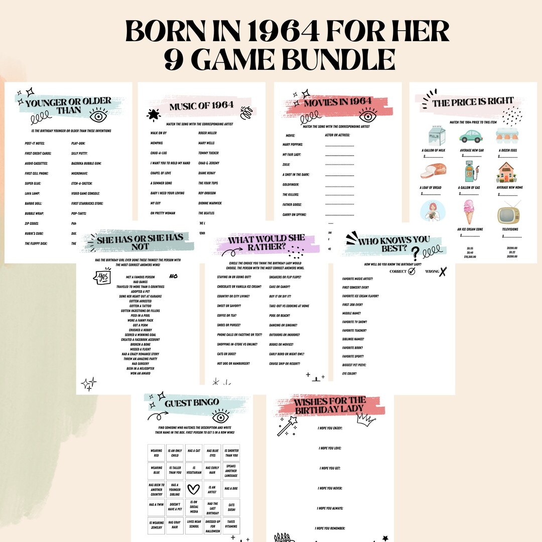 60th Birthday Games for Women 60th Birthday Party Games for Her Born in ...