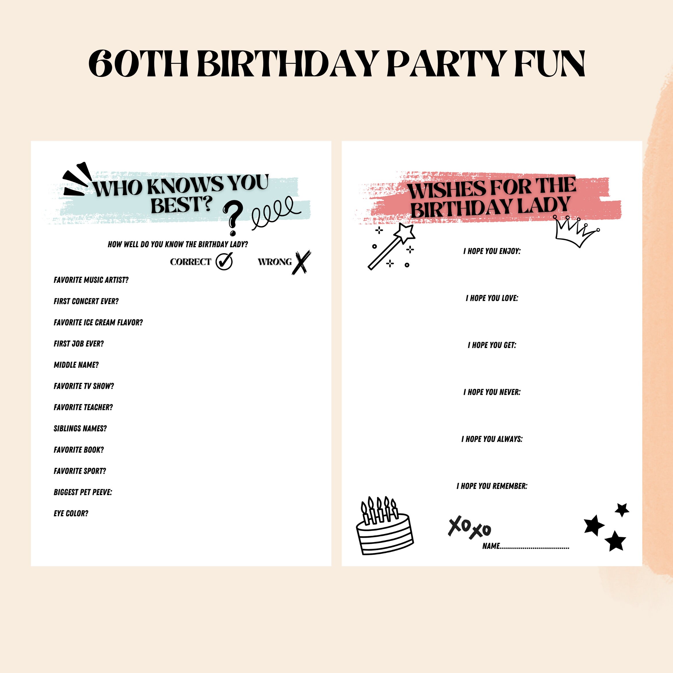 60th Birthday Games for Women 60th Birthday Party Games for Her Born in ...