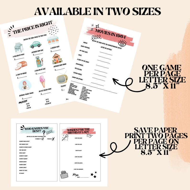 60th Birthday Games for Women 60th Birthday Party Games for Her Born in ...